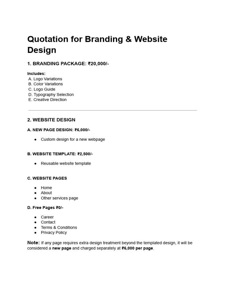 Quotation for Branding & Website Design | PDF