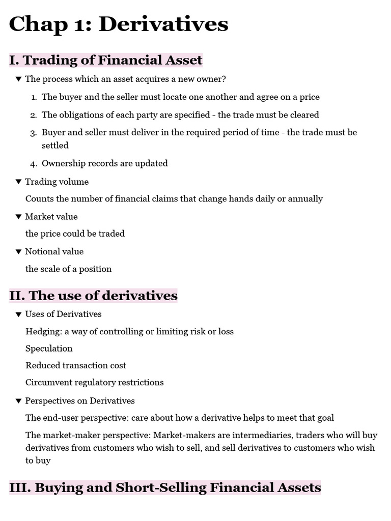 Understanding Derivatives and Trading Basics | PDF