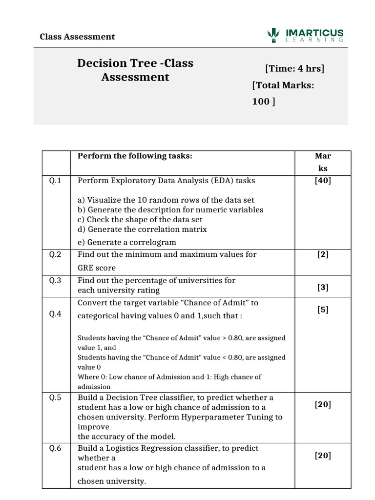 Decision Tree Class Assessment | PDF