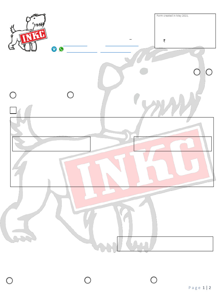 INKC Single Dog Registration Form | PDF | Dogs | Animal Breeding