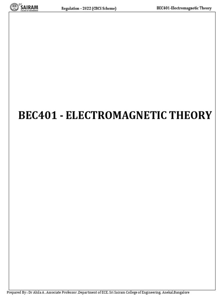 BEC401 module1 (1) (2) | PDF | Flux | Electromagnetism
