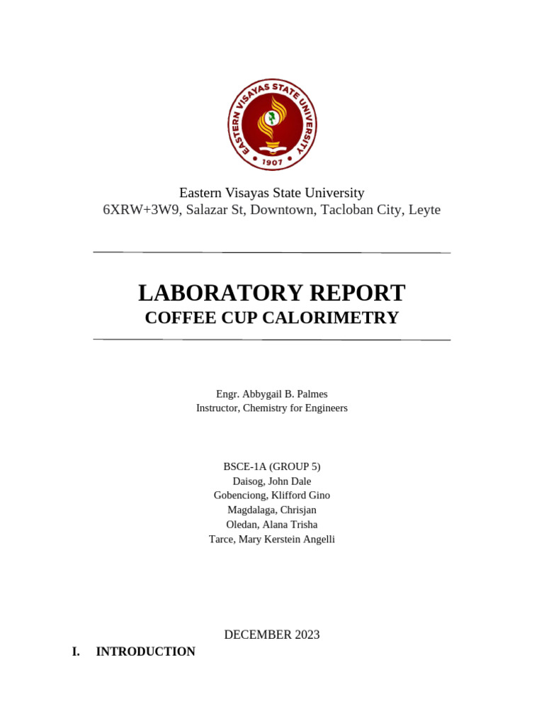 Calorimetry (Lab Report) - Group 5 | PDF | Heat | Temperature