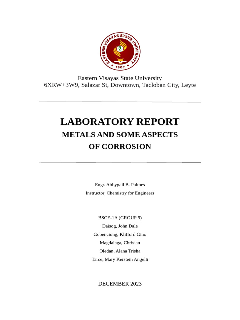 Corrosion (Lab Report) - Group 5 | PDF | Corrosion | Redox