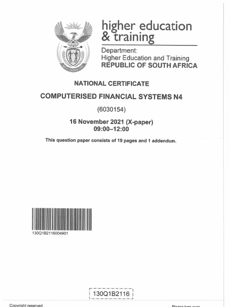 N4 Computerised Financial Systems - 20211130 - 1515 | PDF