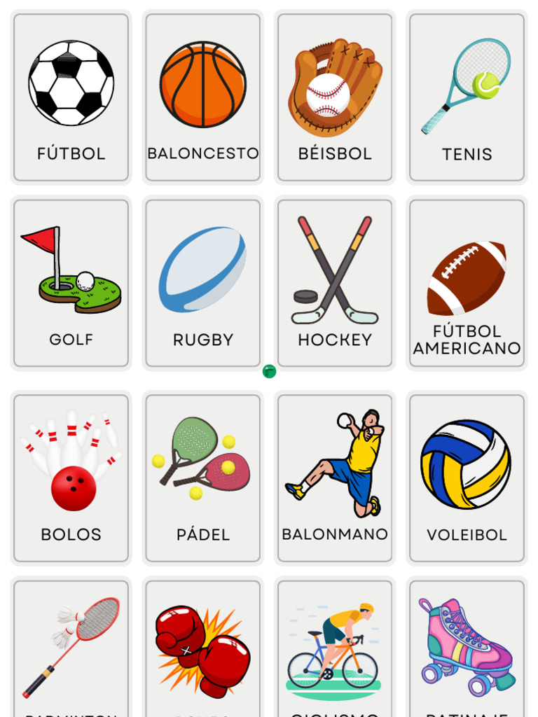 Flashcards Vocabulario Deportes Espanol | PDF