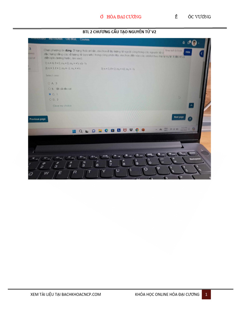 BTL 2 CHƯƠNG CẤU TẠO NGUYÊN TỬ V2 | PDF