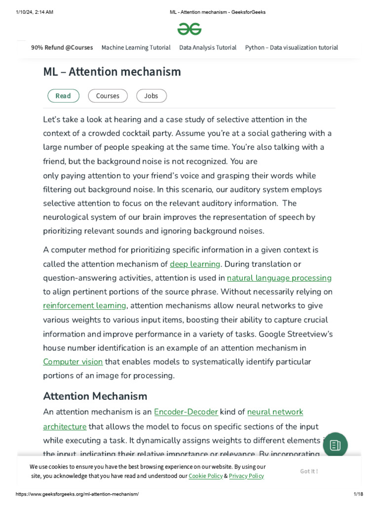 ML - Attention Mechanism - GeeksforGeeks | PDF | Artificial ...