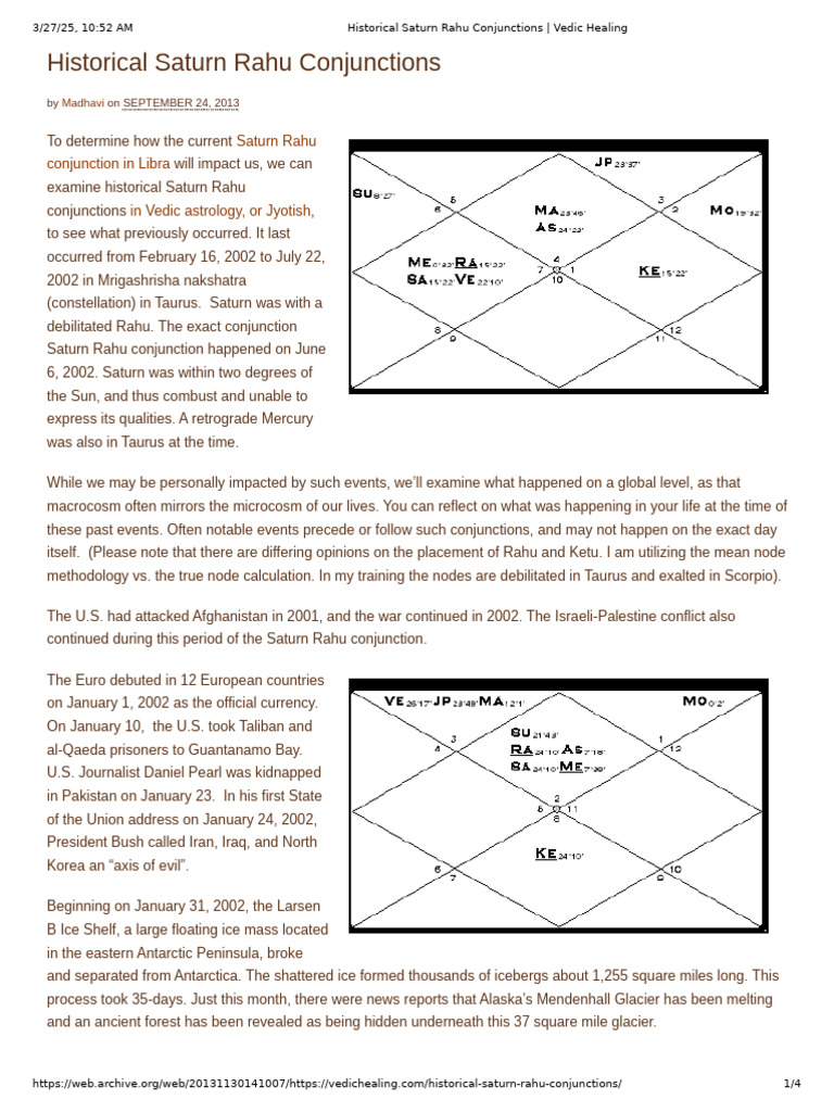 Historical Saturn Rahu Conjunctions - Vedic Healing | PDF | Planets In Astrology | Hindu Astrology
