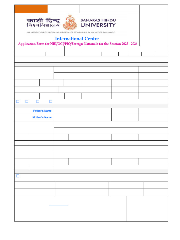 BHU International Admission Form 2025-26 | PDF | Travel Visa | Doctor ...