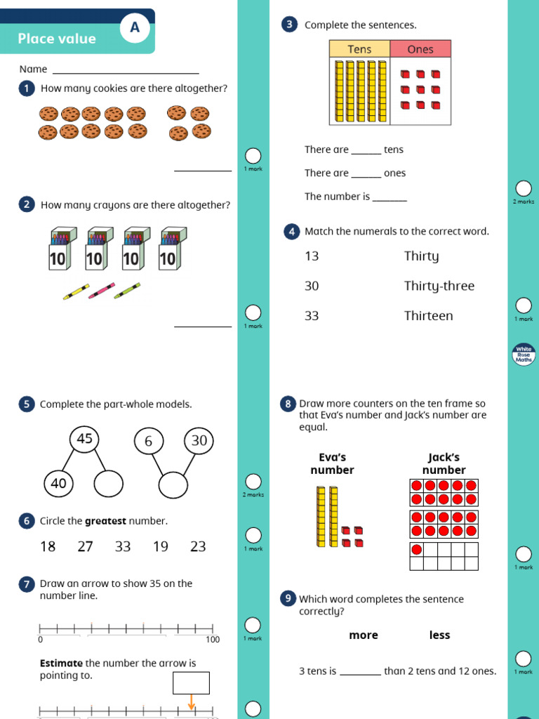 Place Value and Counting Exercises | PDF