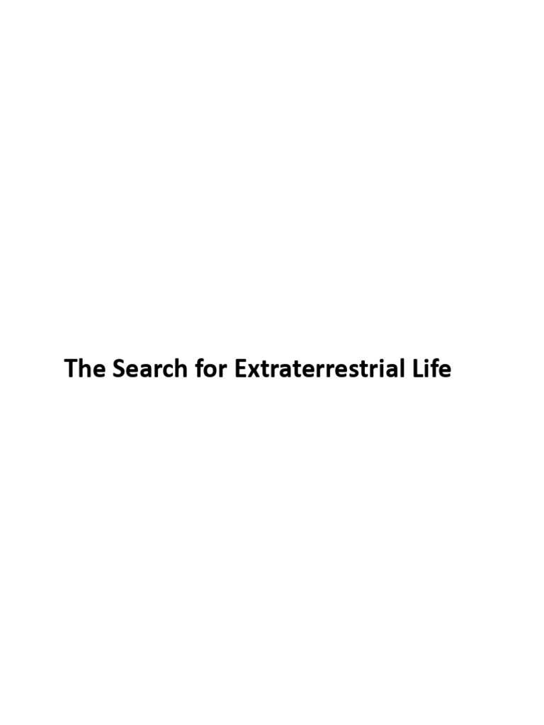 The Search For Extraterrestrial Life | PDF
