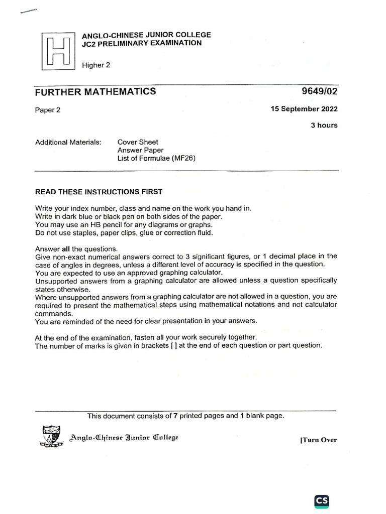 ACJC-NJC-RVHS H2 FM Prelim 2022 P2 | PDF