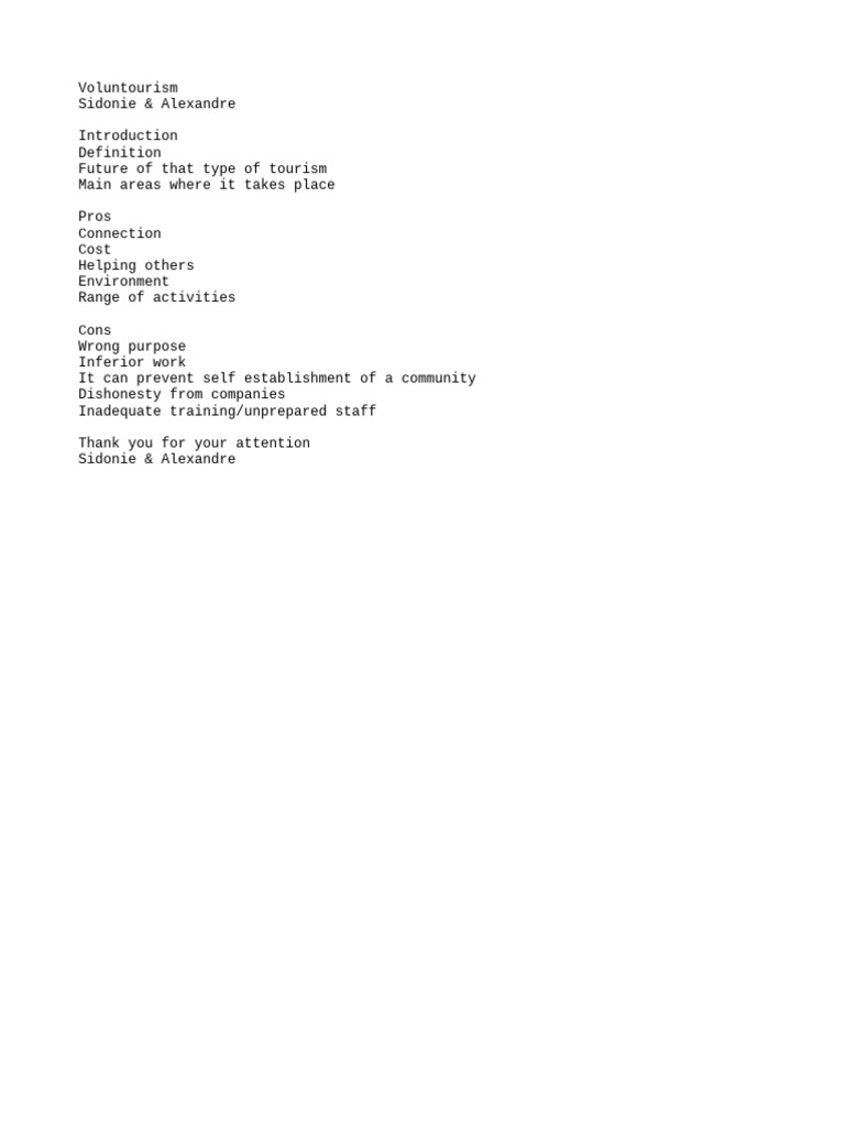 Voluntourism - Sidonie & Alexandre | PDF