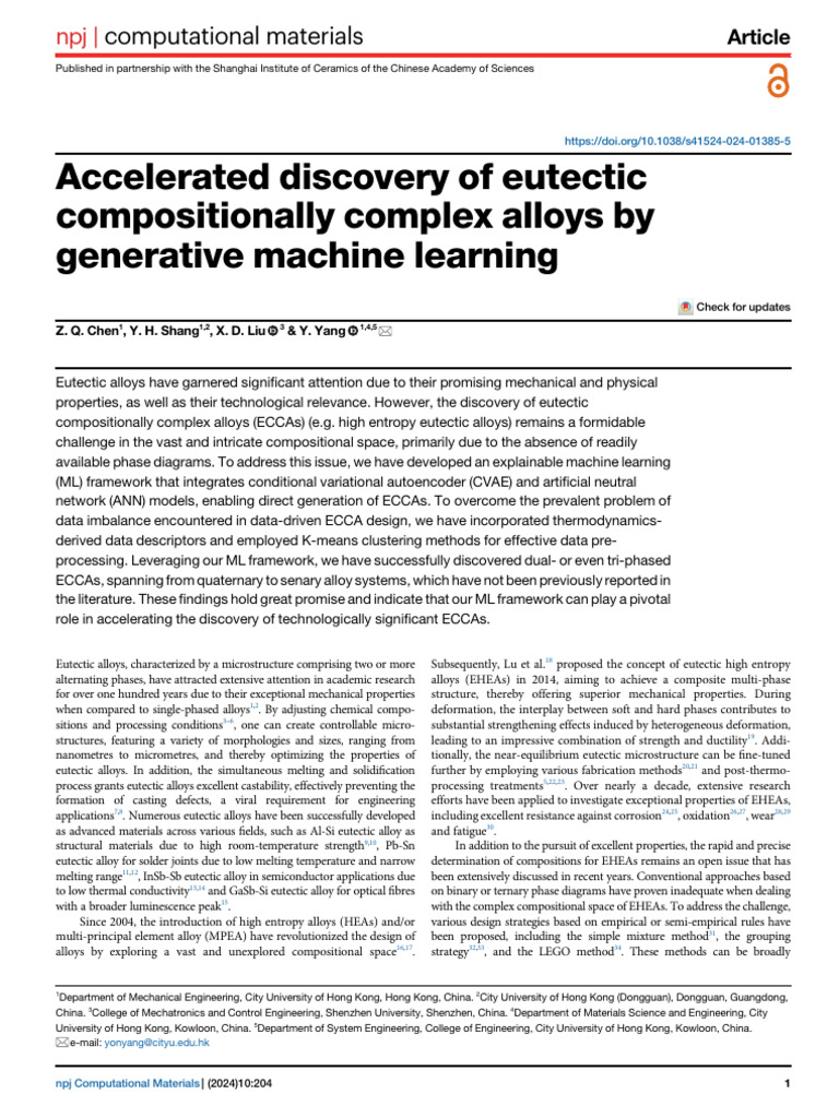 Accelerated Discovery of Eutectic Compositionally Complex Alloys by ...