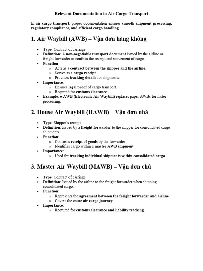 Essential Air Cargo Documentation Guide | PDF | Supply Chain Management ...