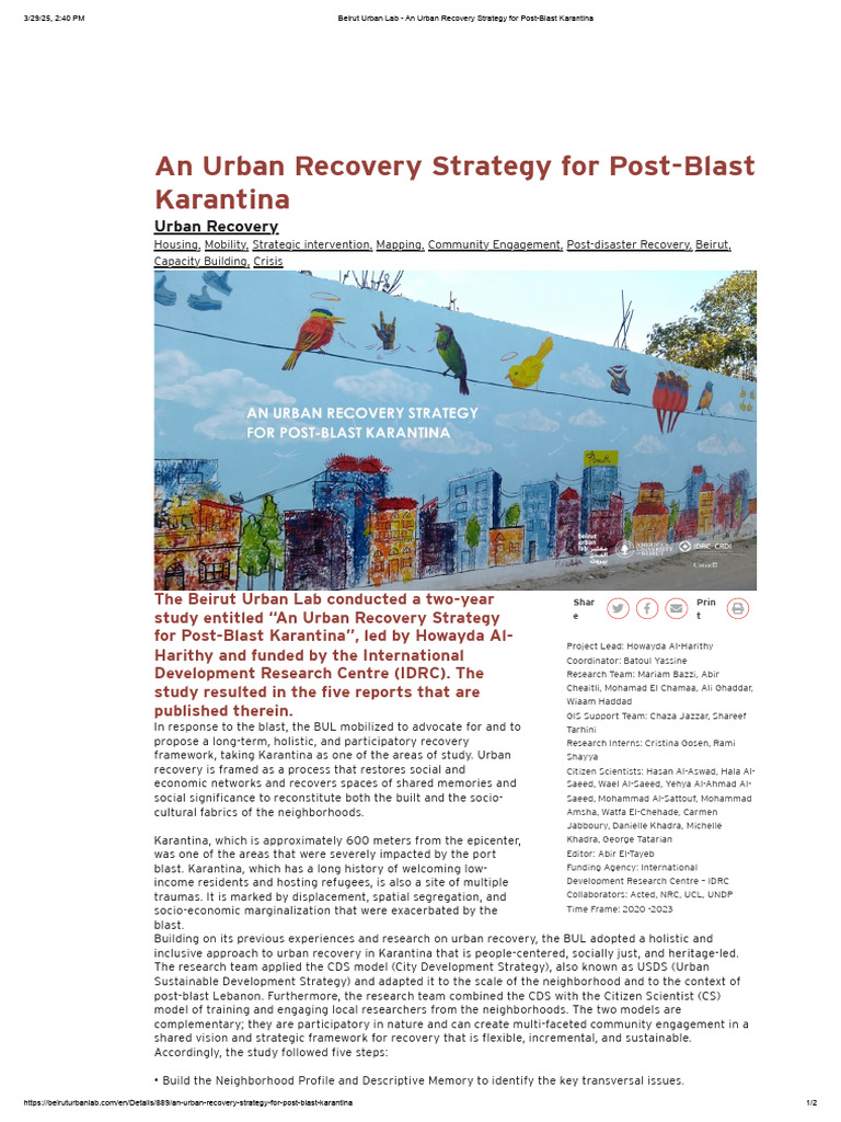 Beirut Urban Lab - An Urban Recovery Strategy For Post-Blast Karantina ...