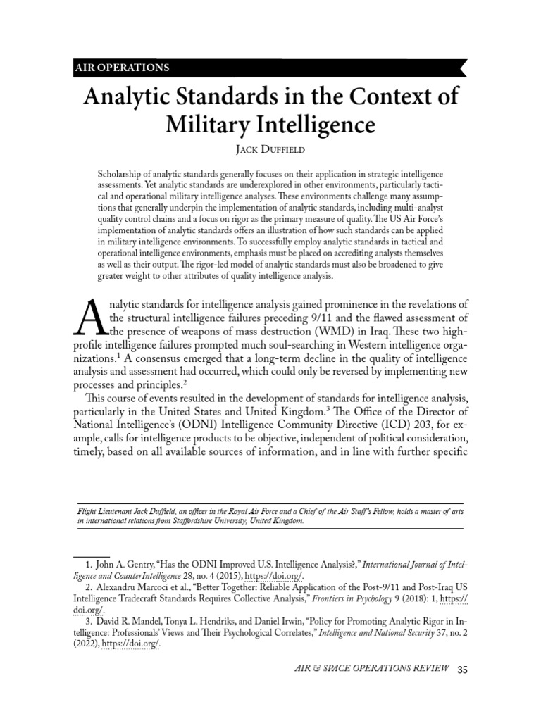 Analytic Standards in The Contex of Military Intelligence-Jack Duffield ...