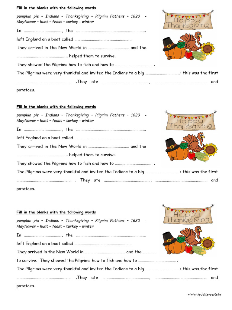 Texte-a-trou-Thanksgiving | PDF