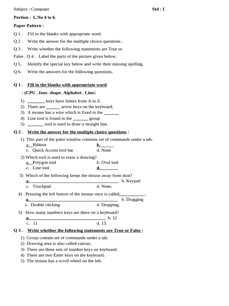 Std 1 | PDF | Computer Keyboard | Human–Computer Interaction