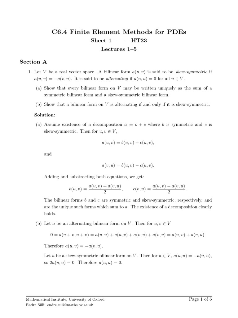 C6.4 Sheet 1 (Some Solutions) | PDF | Partial Differential Equation ...
