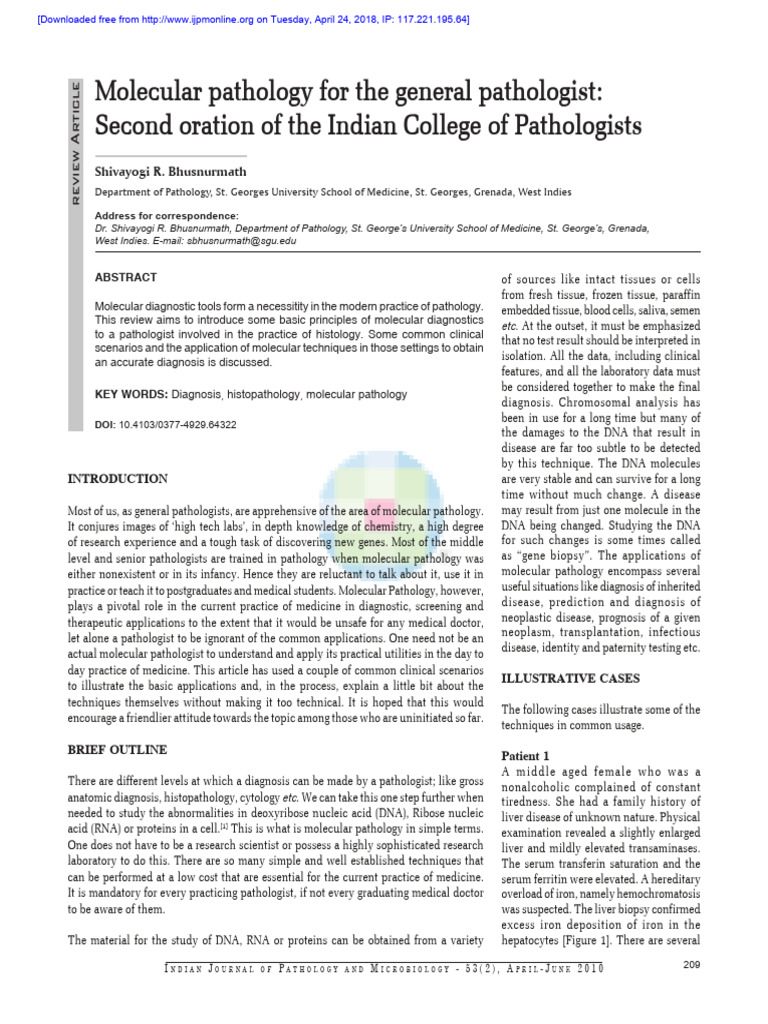 Molecular Pathology For The General Pathologist Se | PDF | Pathology | Gel Electrophoresis