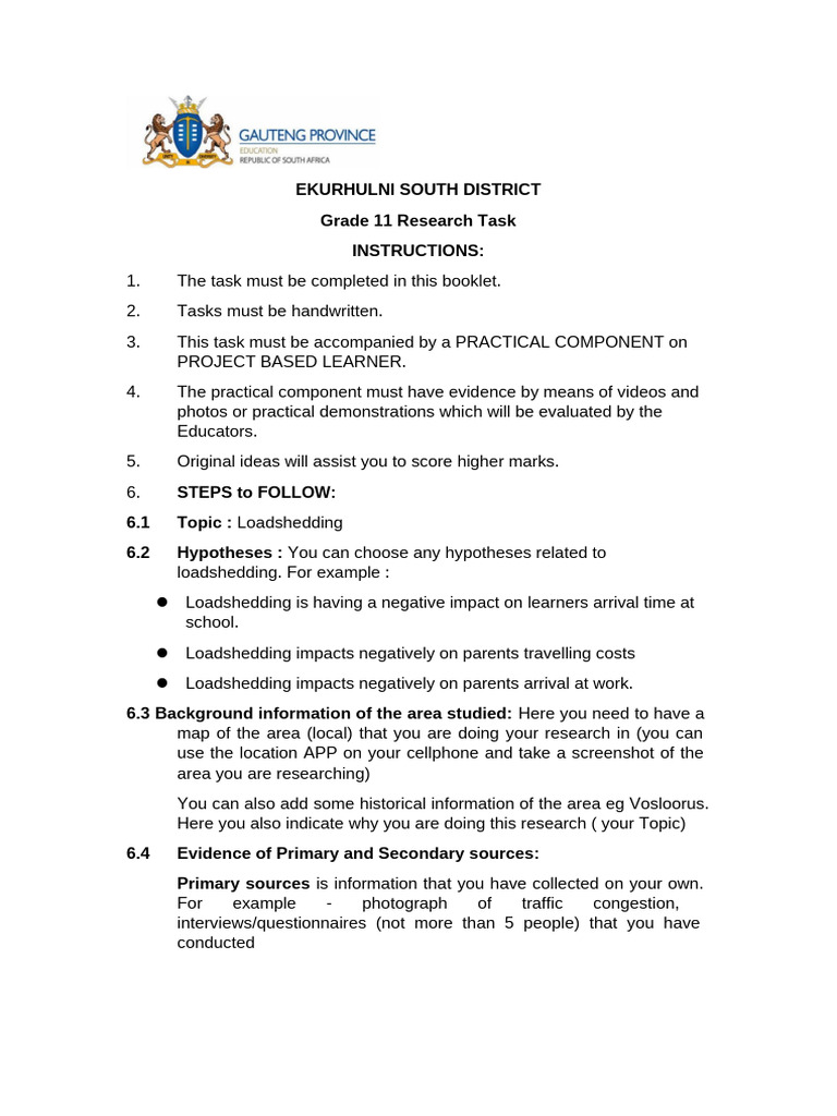 Grade 11 Research Task Instructions | PDF | Plagiarism | Hypothesis