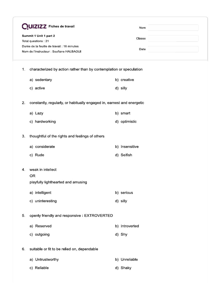 Quiz 21 Qs | PDF