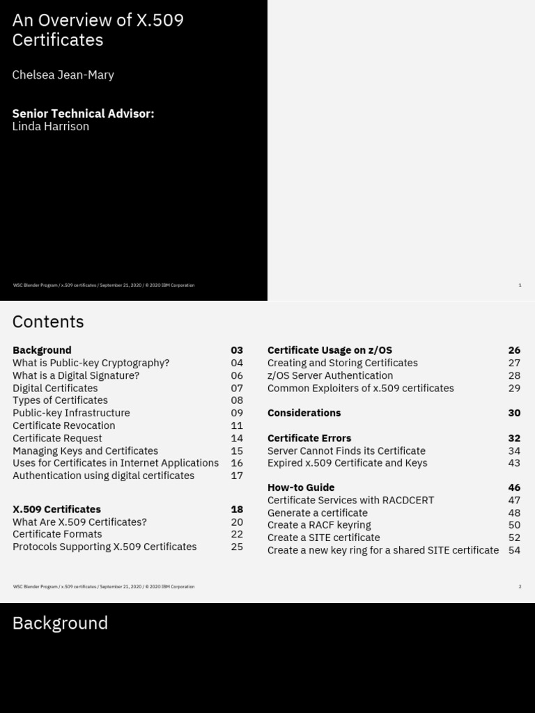 X.509 Certificate Overview for IBM Users | PDF | Public Key Certificate ...