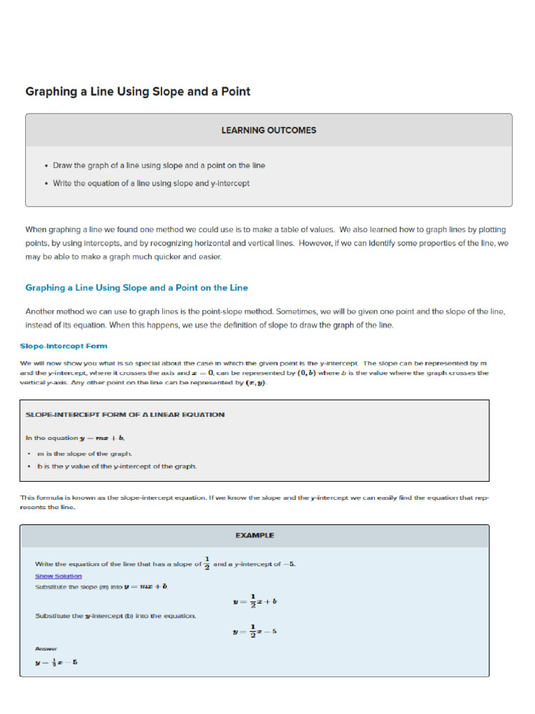 Advanced Math (Point and Slope) | PDF