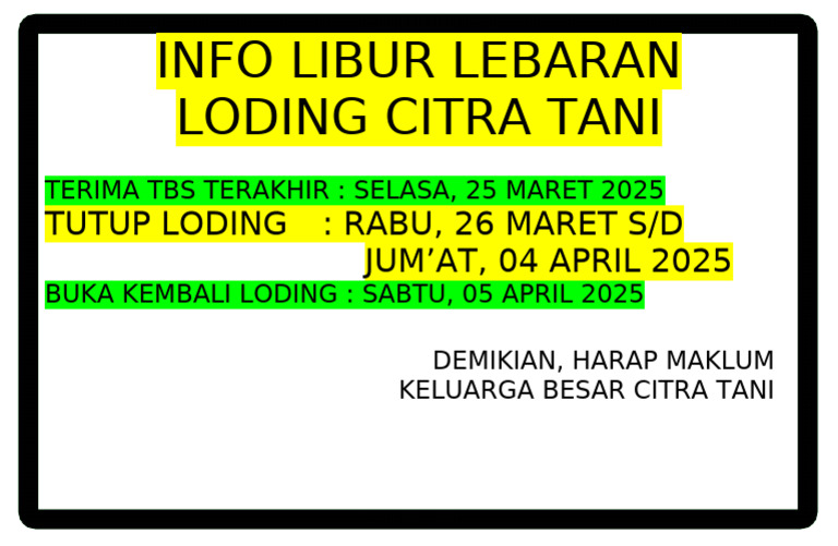 INFO LIBUR LEBARAN | PDF