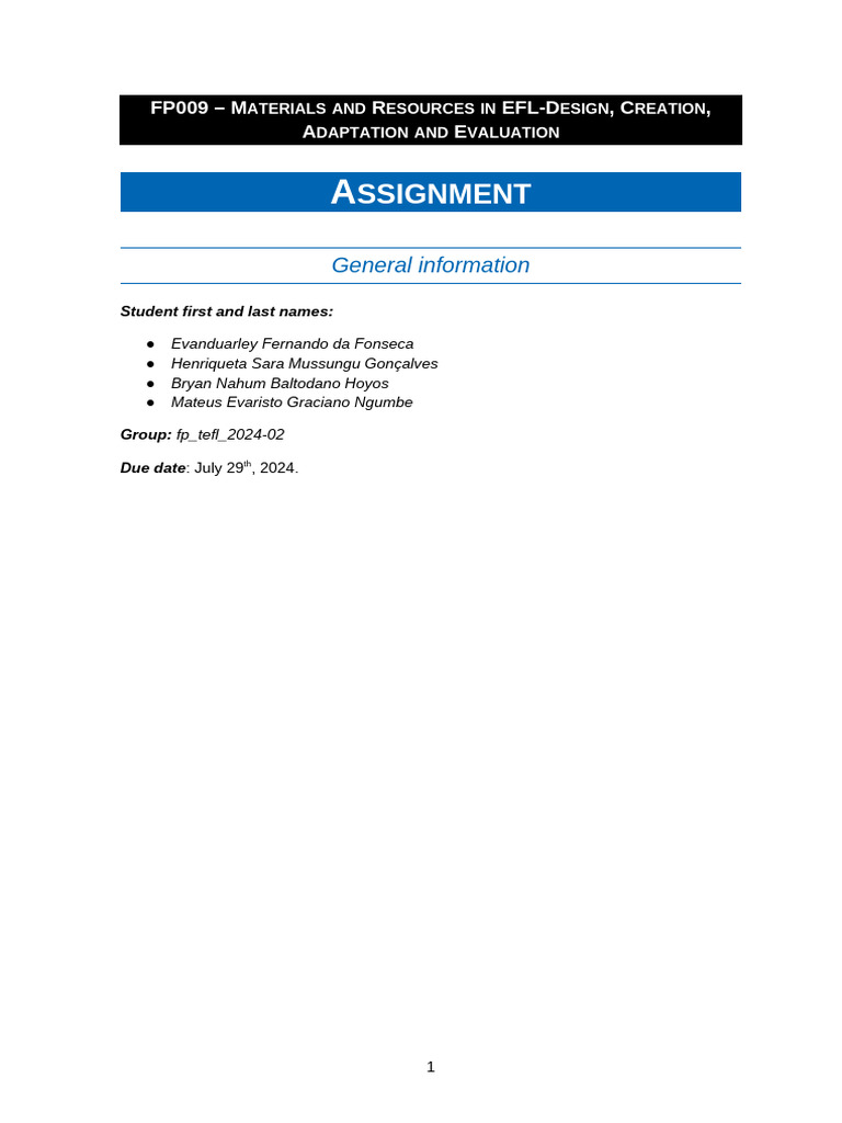 Final Version - Assignment - Material Kit-1 | PDF | Learning | English ...
