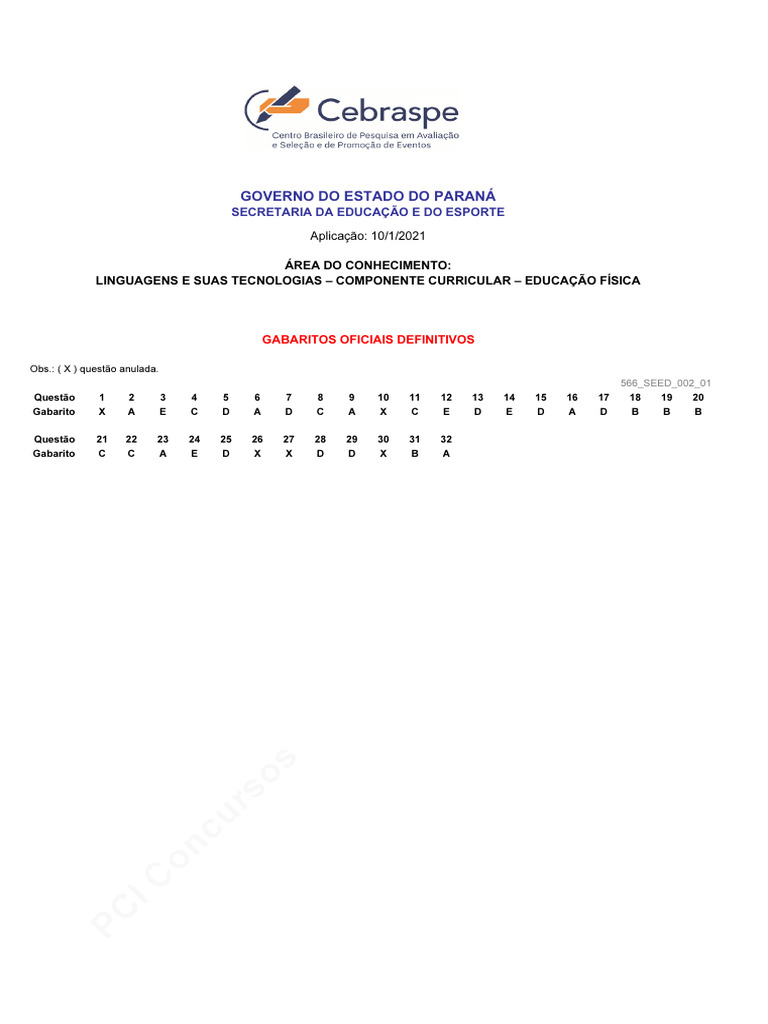 Gabaritos Definitivos | PDF