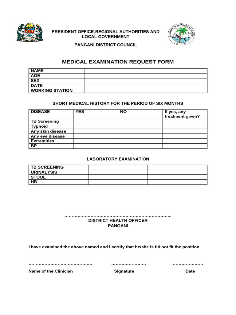 Medical Exam Form | PDF