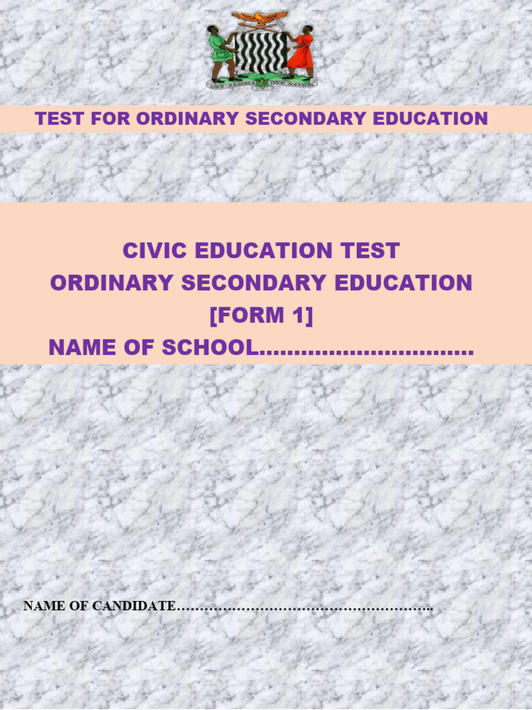 Form 1 Civic Education Exam 2025 | PDF | Citizenship | Democracy