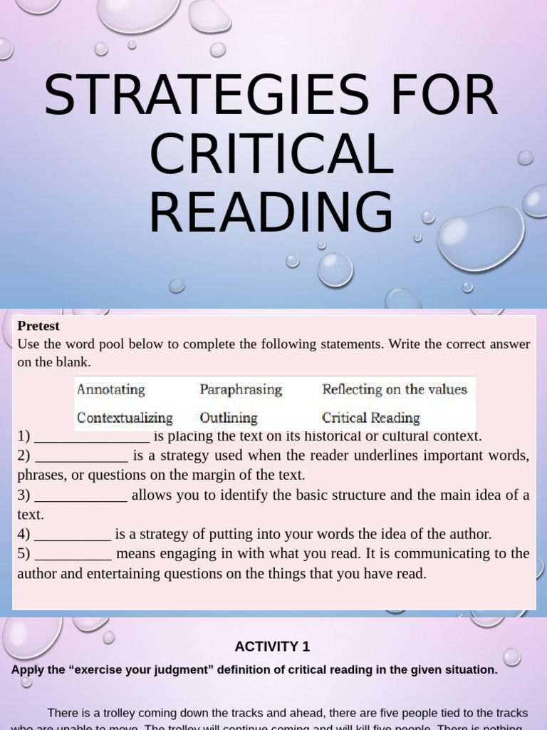 Critical Reading Strategies Explained | PDF | Argument | Evaluation