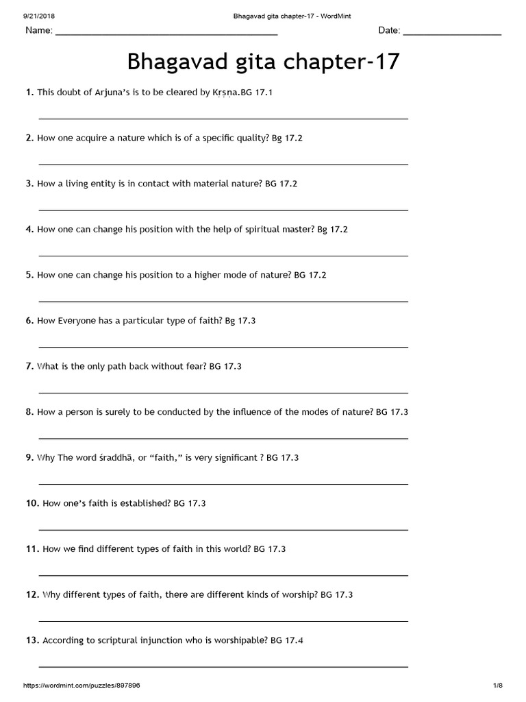 Insights on Bhagavad Gita Chapter 17 | PDF | Bhagavad Gita | Indian ...
