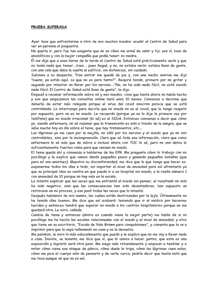 Prueba superada | PDF | Ansiedad | Desorden obsesivo compulsivo
