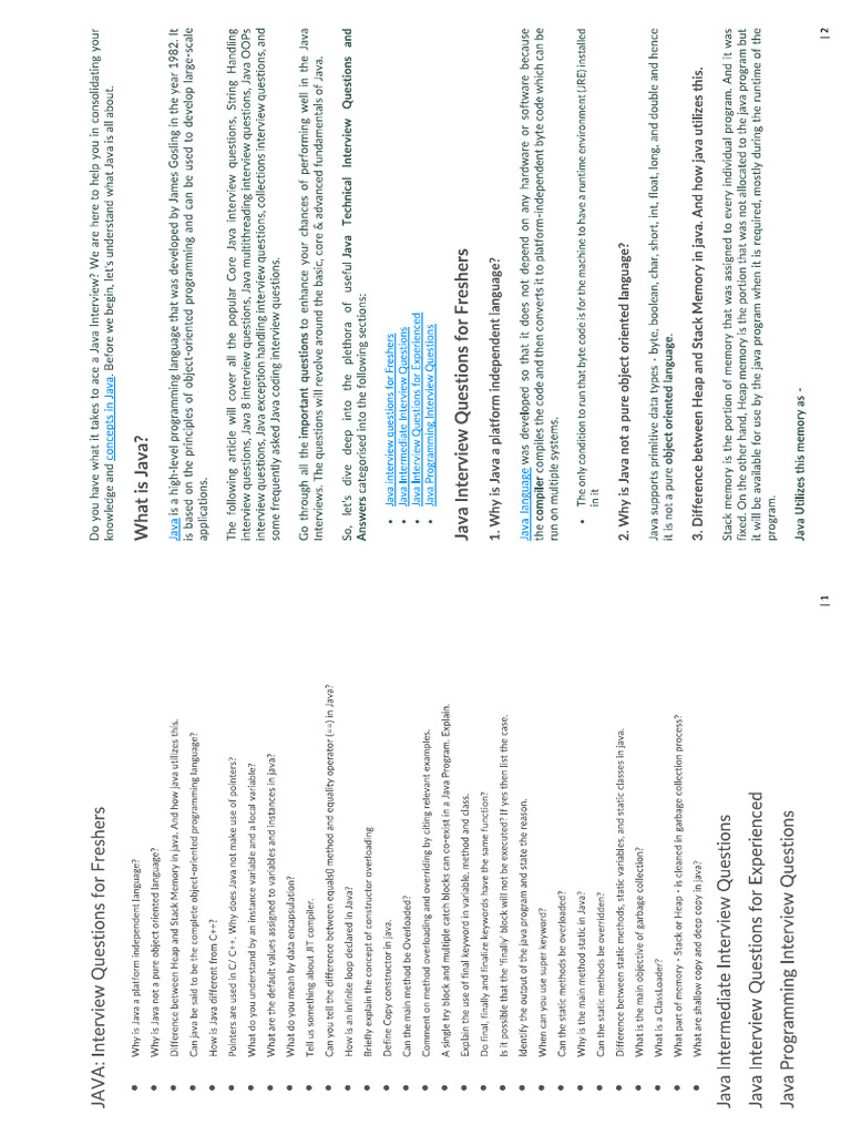 JAVA Interview Questions | PDF