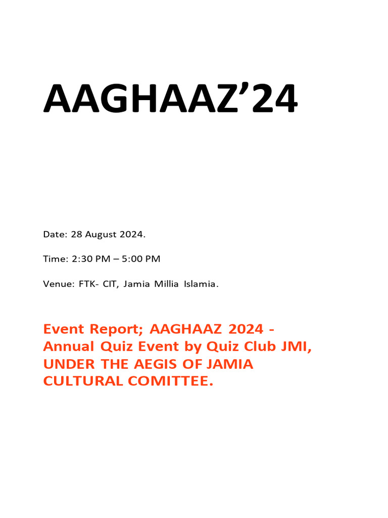 AAGHAAZ 2024, REPORT - Word | PDF