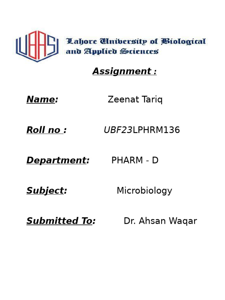 Microbiology Assignment No 1 | PDF
