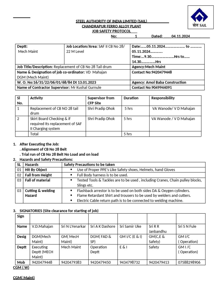 Job Protocol for planned shut down | PDF | Welding | Construction
