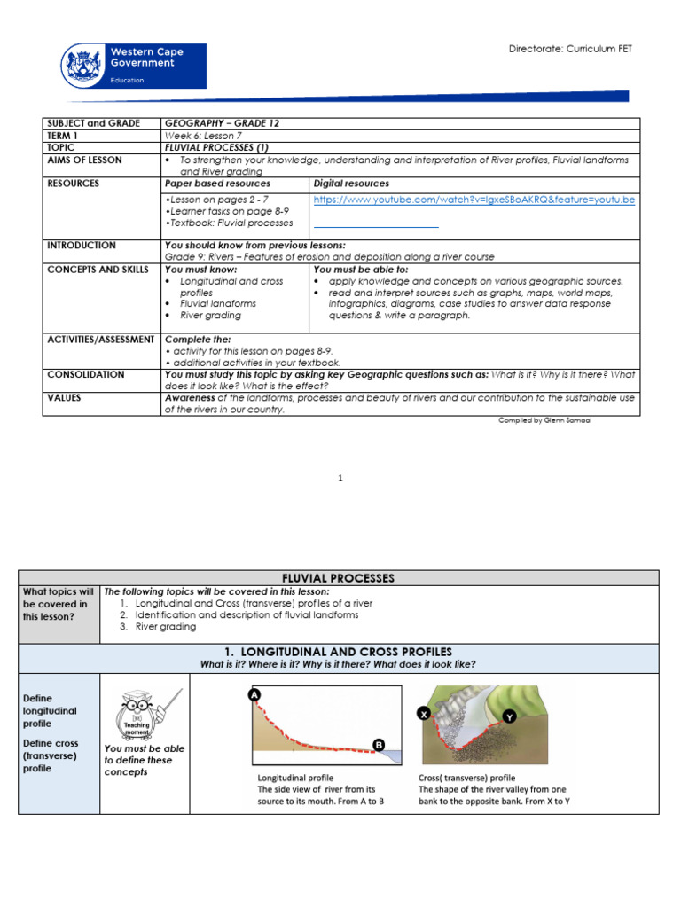 Geography Grade 12 Term 1 Week 6 - 2021 | PDF | Stream | Geomorphology