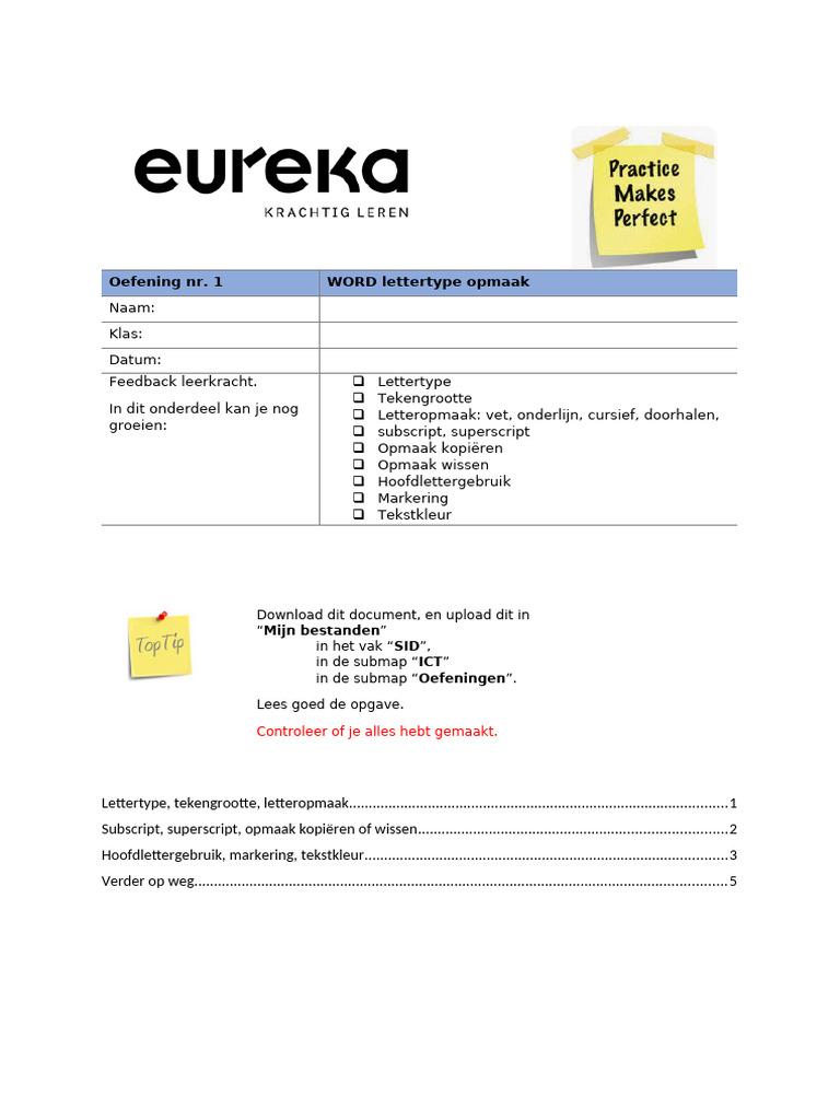 Word lettertype opmaak oefening 1 (1) | PDF