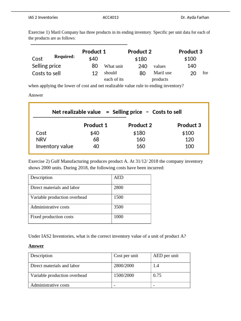 IAS 2 Inventories With Answers 3 | PDF | Inventory | Cost Of Goods Sold