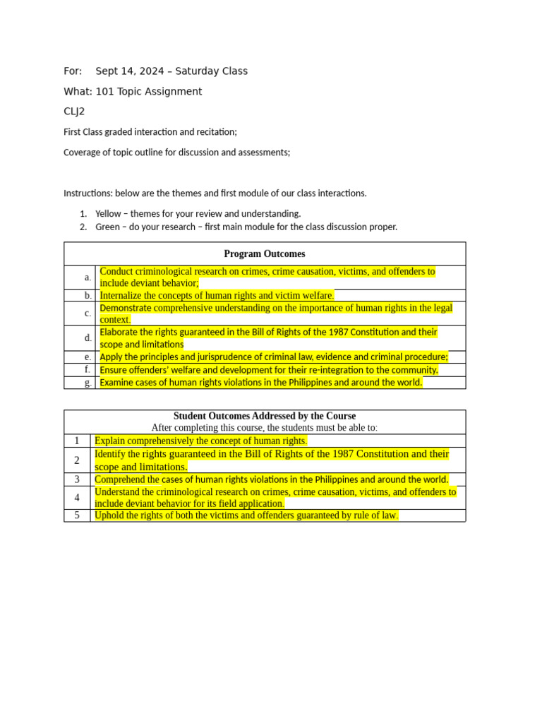 101-Topic-Assignment-CLJ2-2024-2025 2 | PDF | Crimes | Crime & Violence