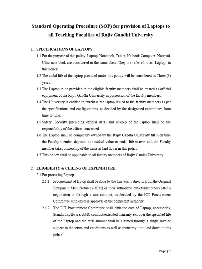 Laptop Policy - Rajiv Gandhi University | PDF | Computer Virus ...