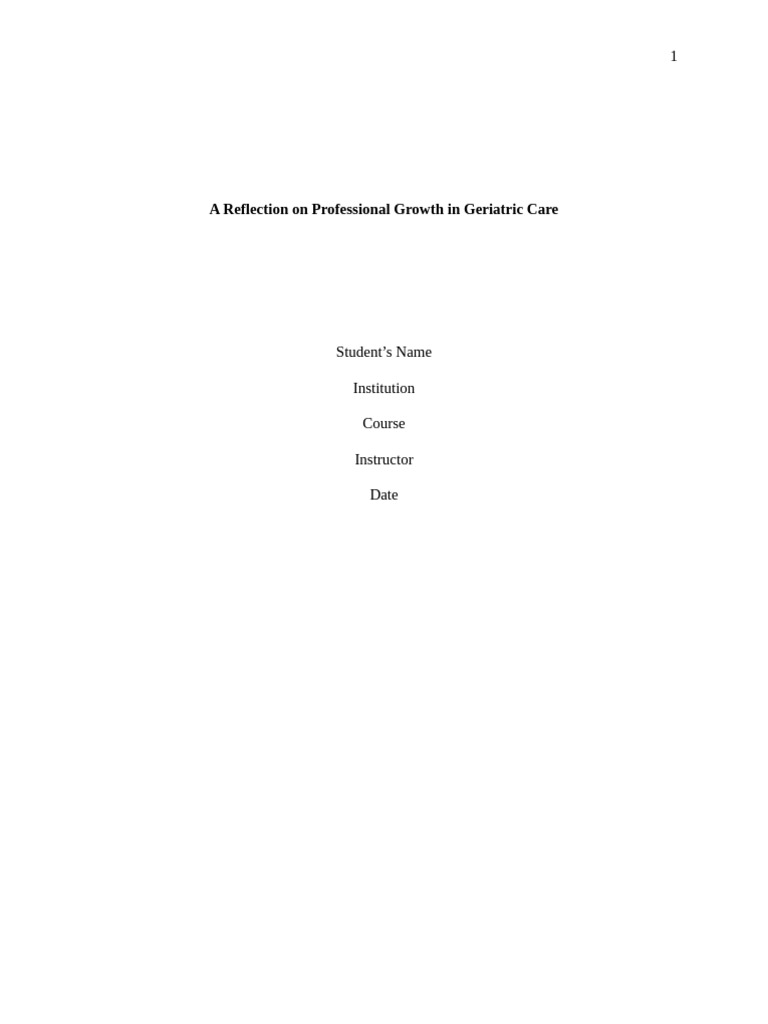 Reflection Paper | PDF | Gerontological Nursing | Geriatrics
