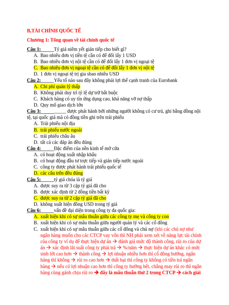 trắc nghiệm tcqt | PDF