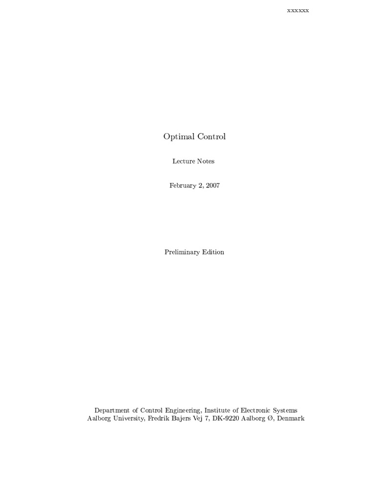 Optimal Control | PDF