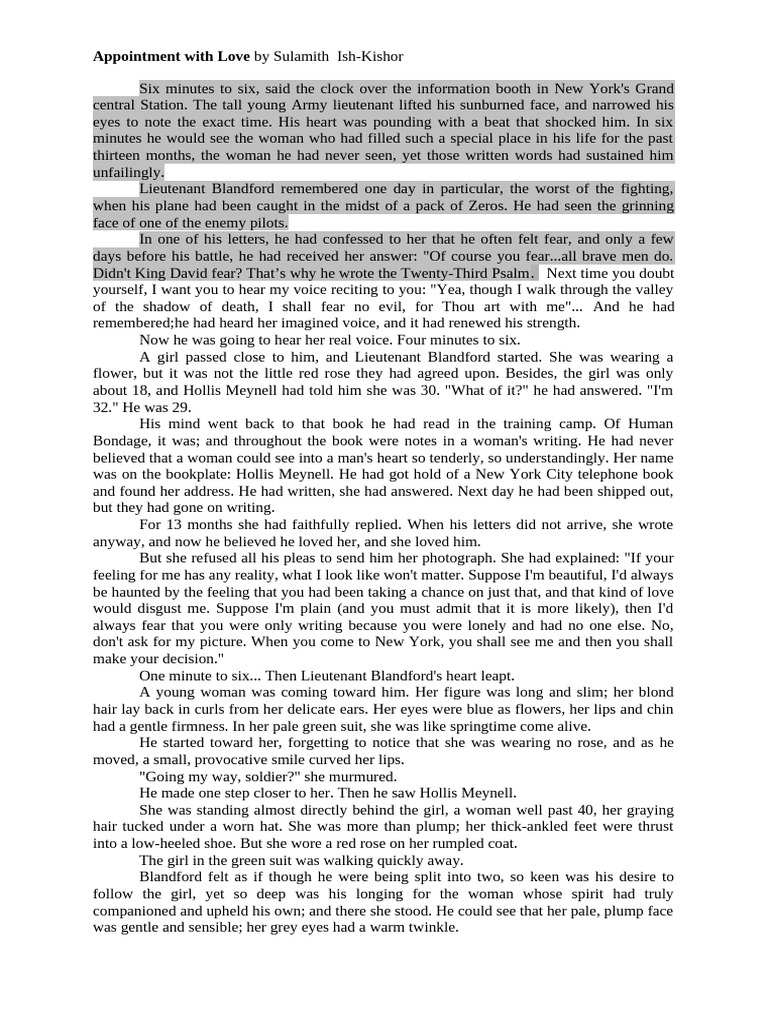 Appointment With Love by S.Kishor | PDF | Narrative | Beauty